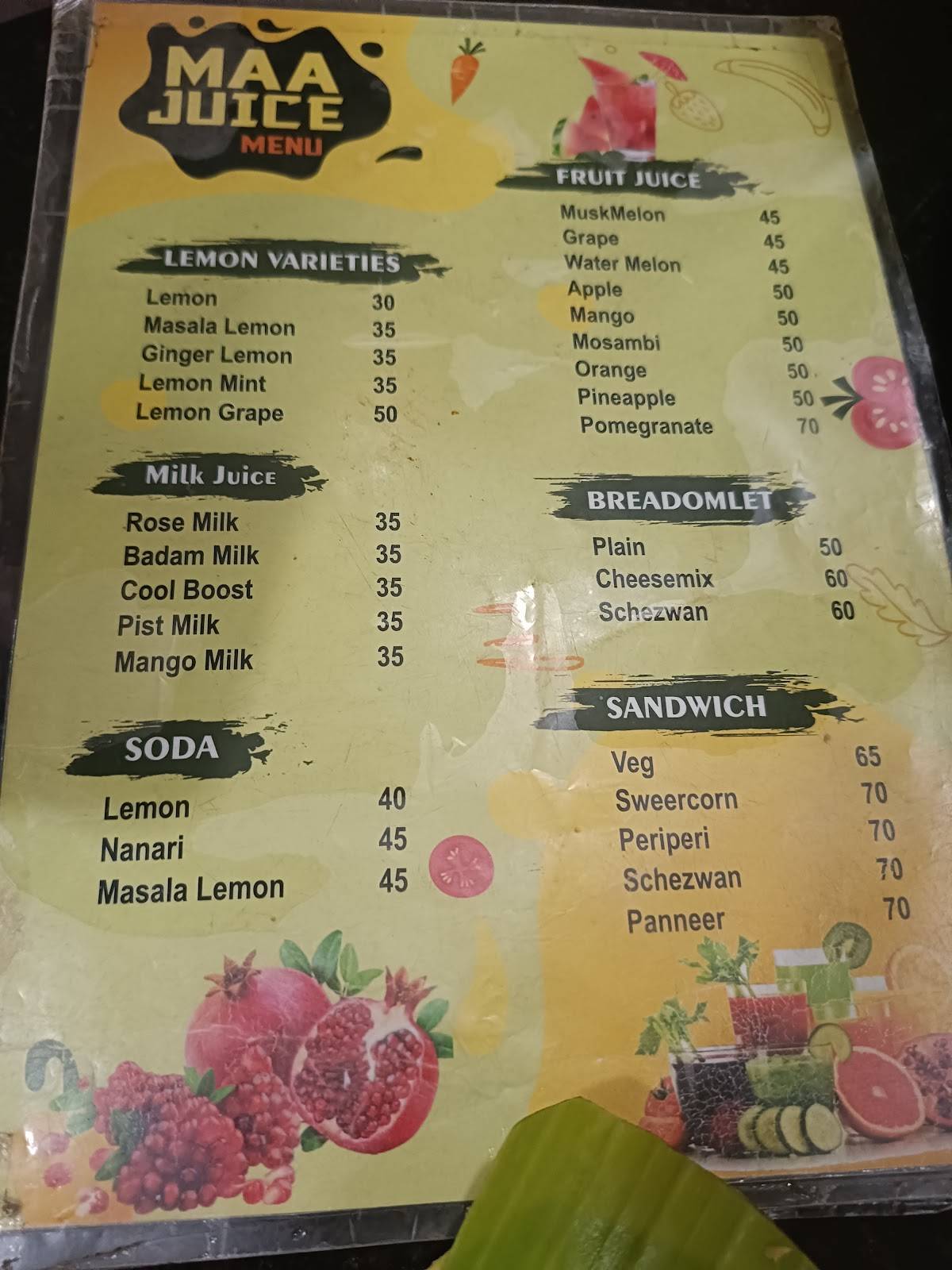 Menu at Hotel MAA, Coimbatore