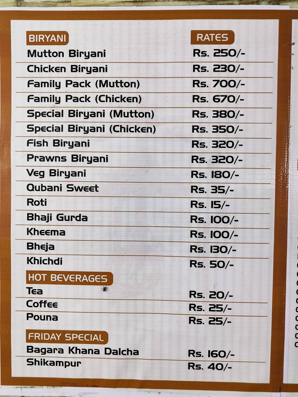 Menu at Hotel Shadab, Hyderabad, Madina Circle