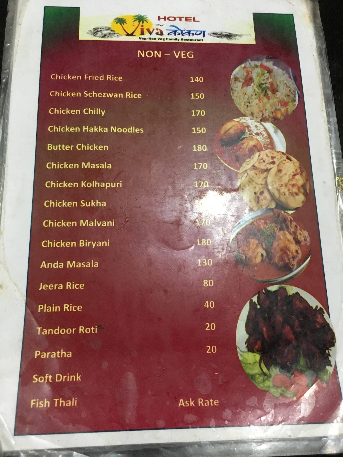 Menu at Hotel Viva Konkan, Zarap