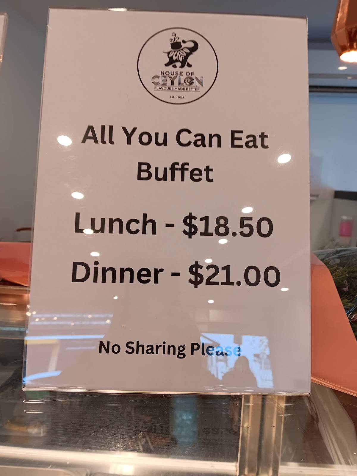 Menu at House of Ceylon restaurant, Oakleigh