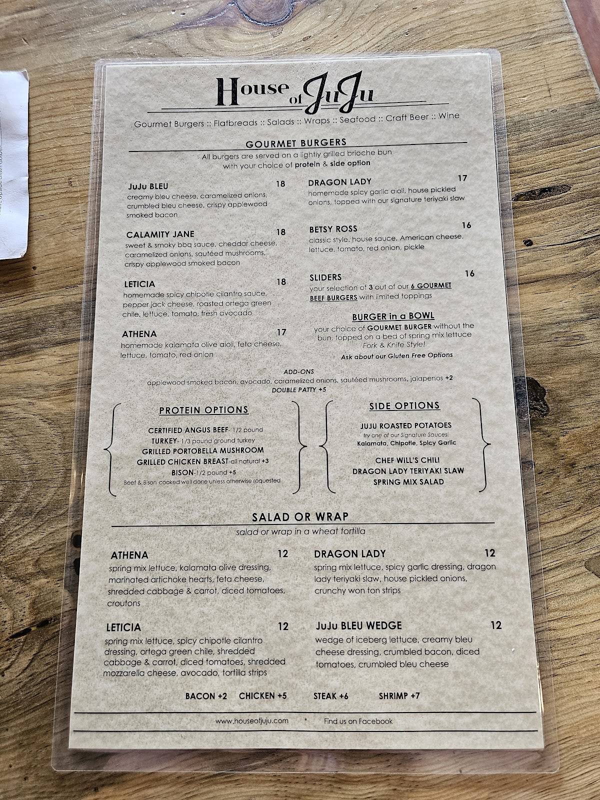 Menu at House of JuJu - Orofino restaurant, Orofino