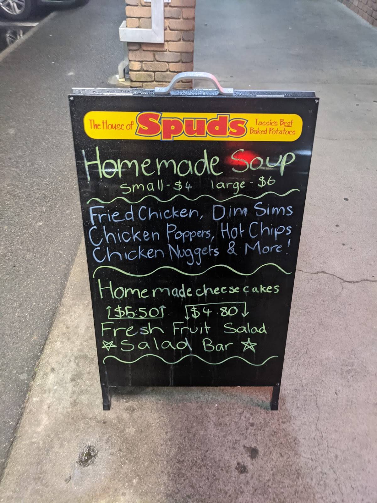 Menu at House of Spuds fast food, Prospect, 4/217 Westbury Rd