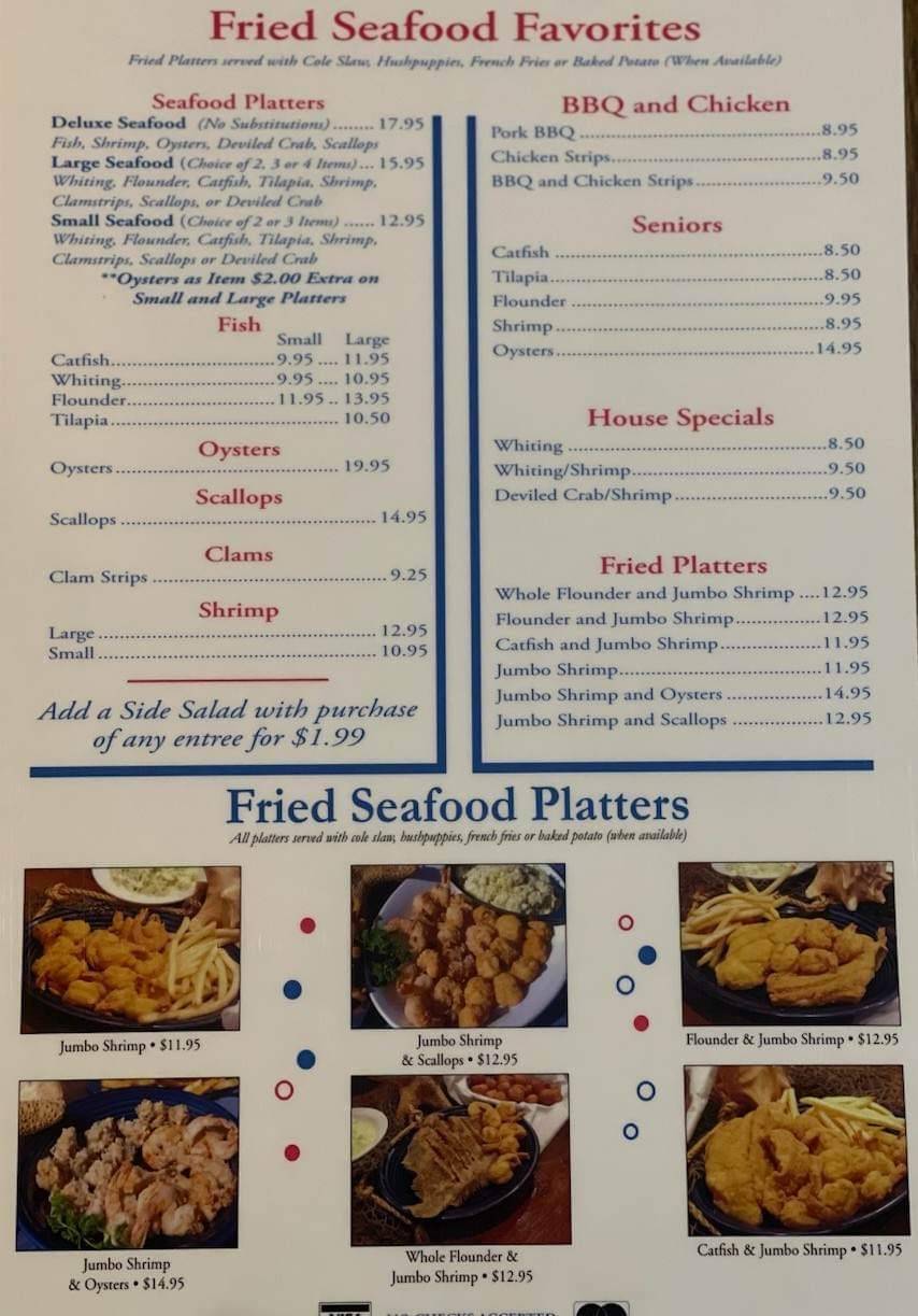 Menu at Hudson Bay Seafood restaurant, Fayetteville, 2816 Ramsey St