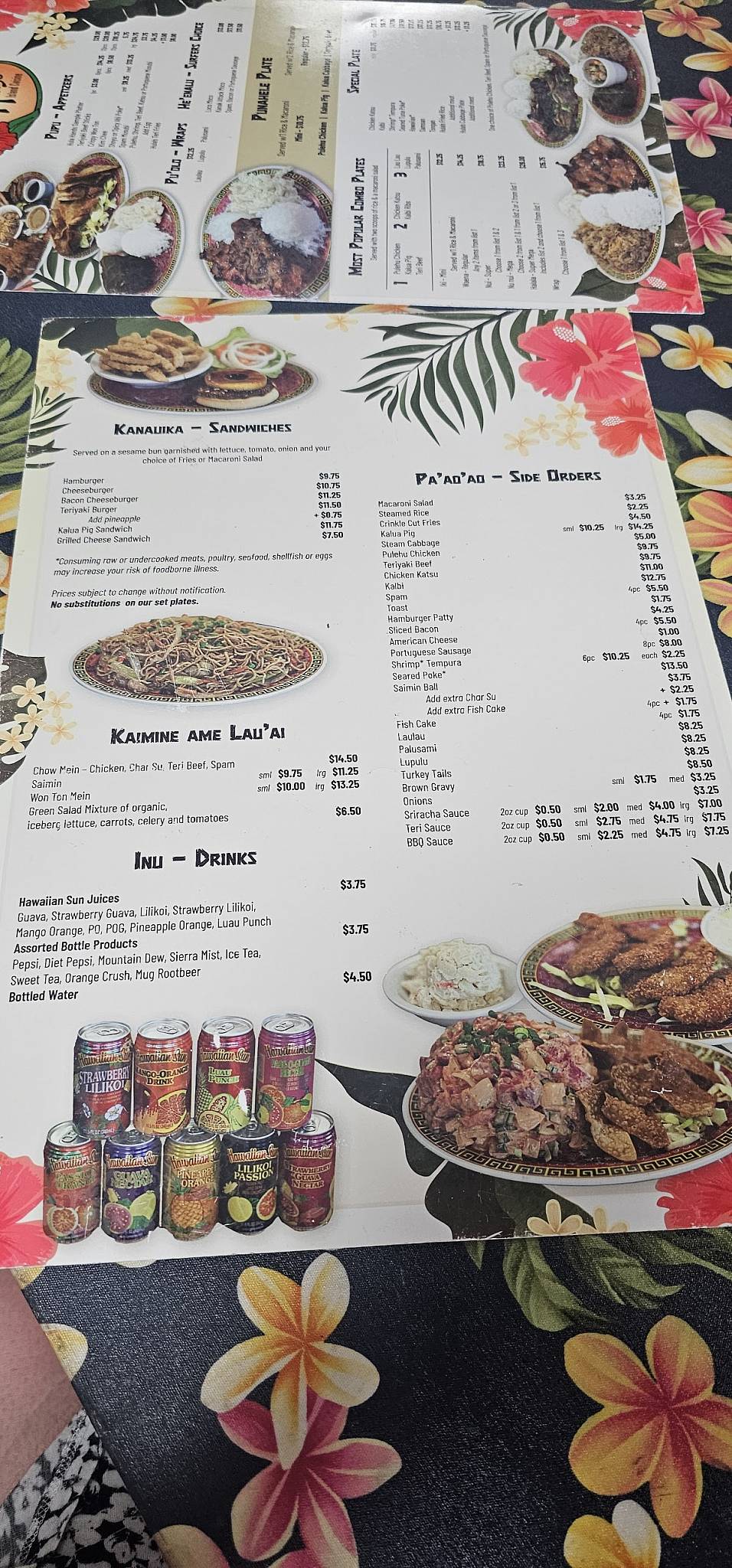 Menu at Hula Hands Restaurant, Anchorage, 501 W Fireweed Ln