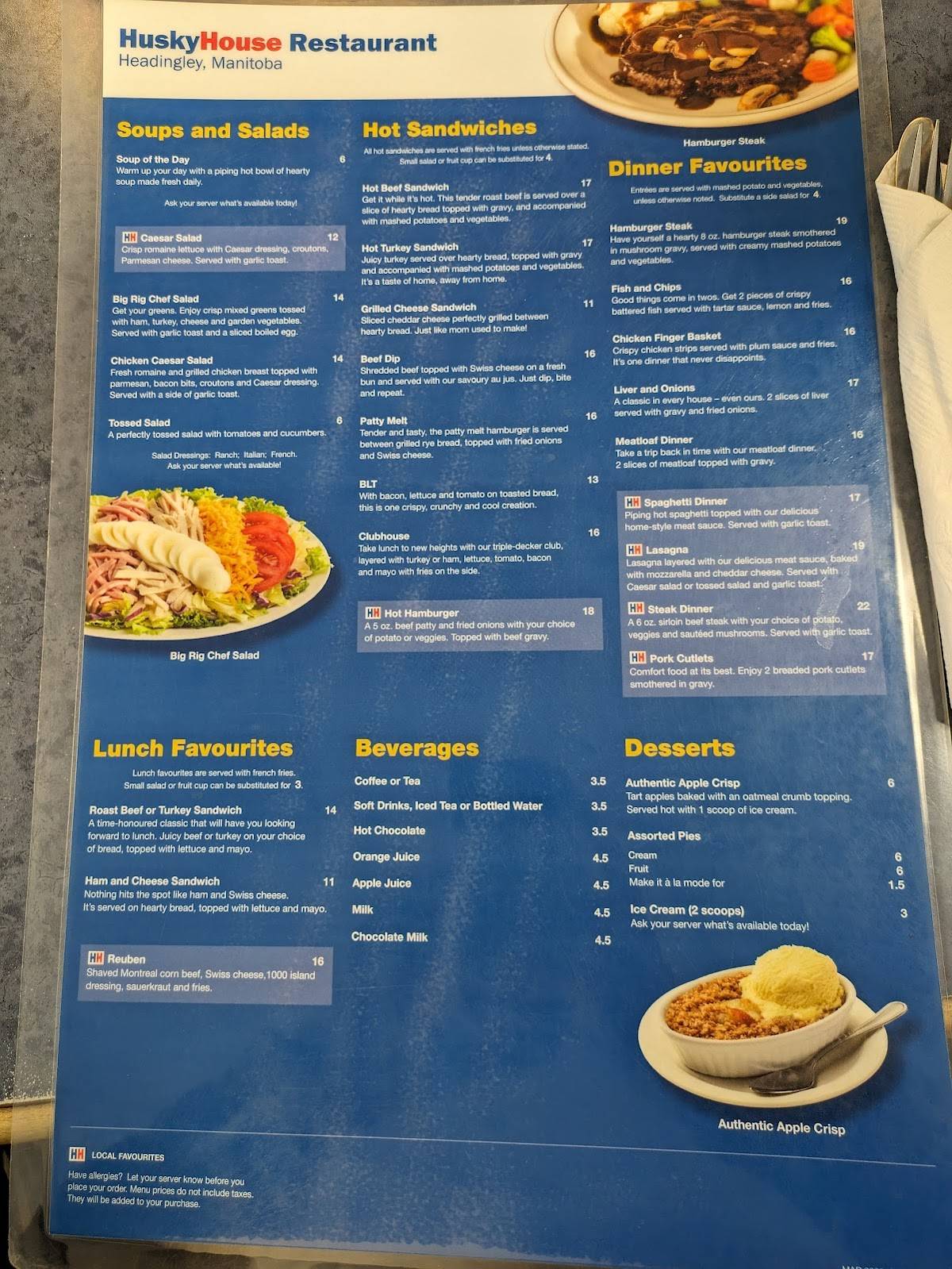 Menu at Husky House Restaurant, Headingley