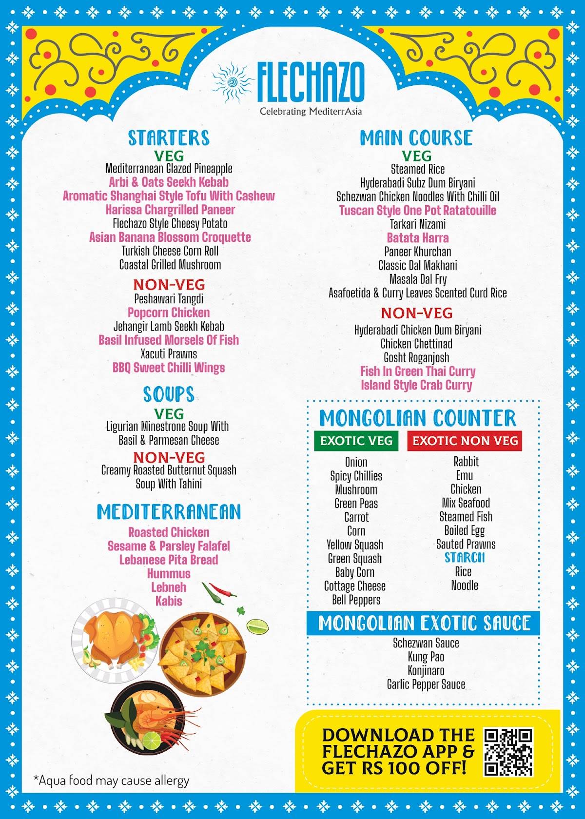 Menu at Flechazo Gachibowli, Hyderabad, Gachibowli Flyover