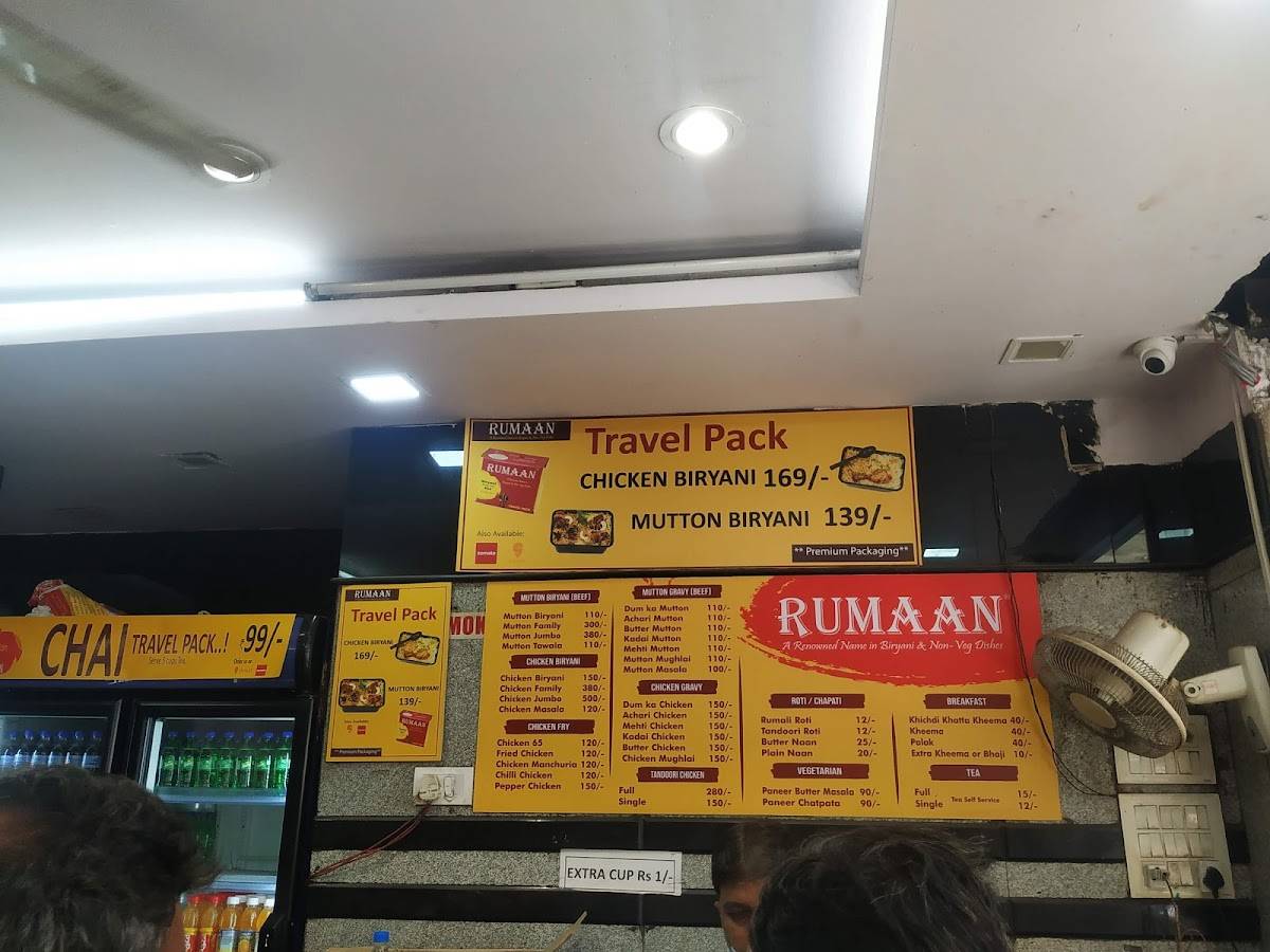 Menu at Hotel Rumaan, Hyderabad, Tolichowki Rd