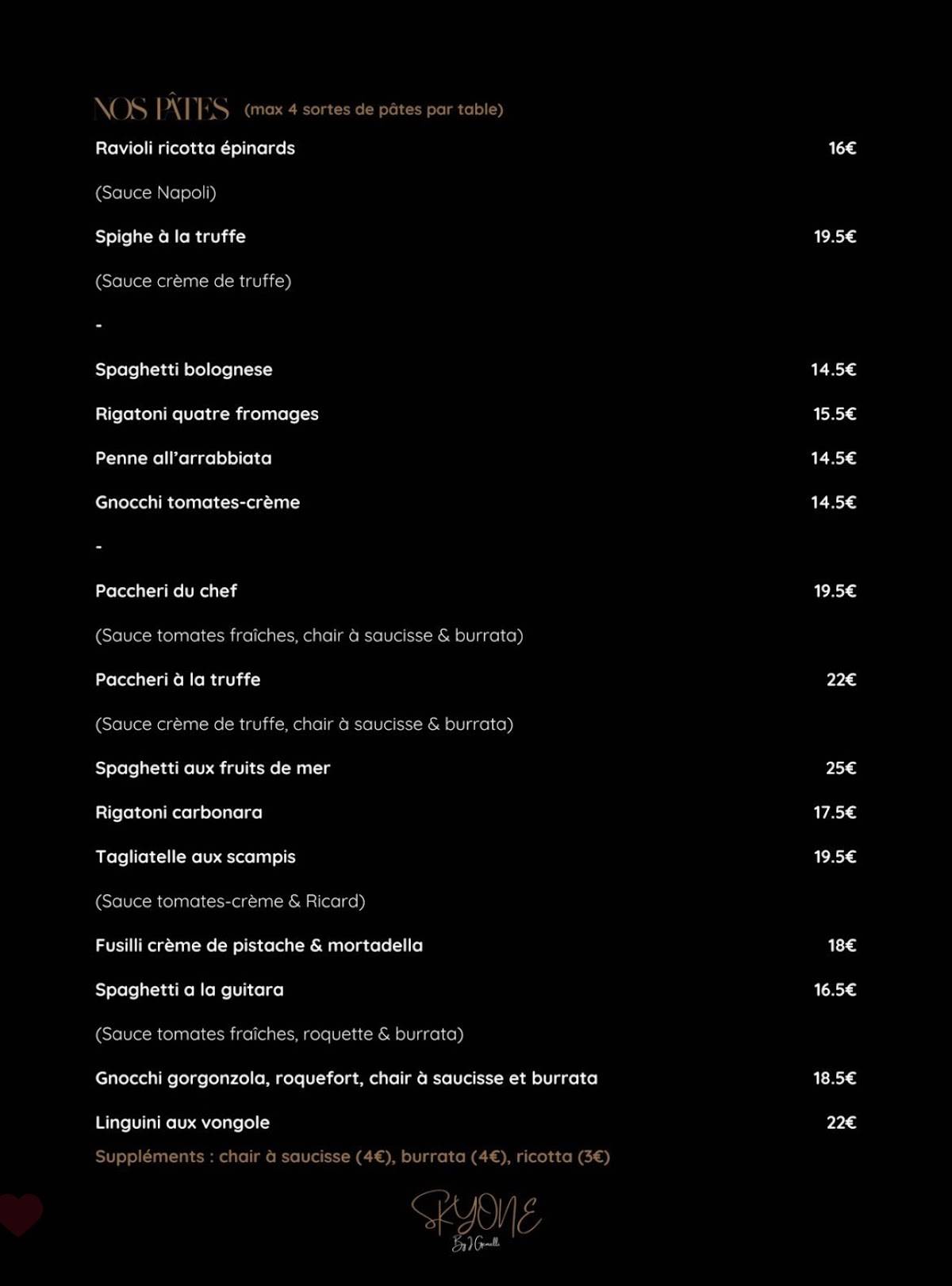 Menu au I Gemelli, Charleroi