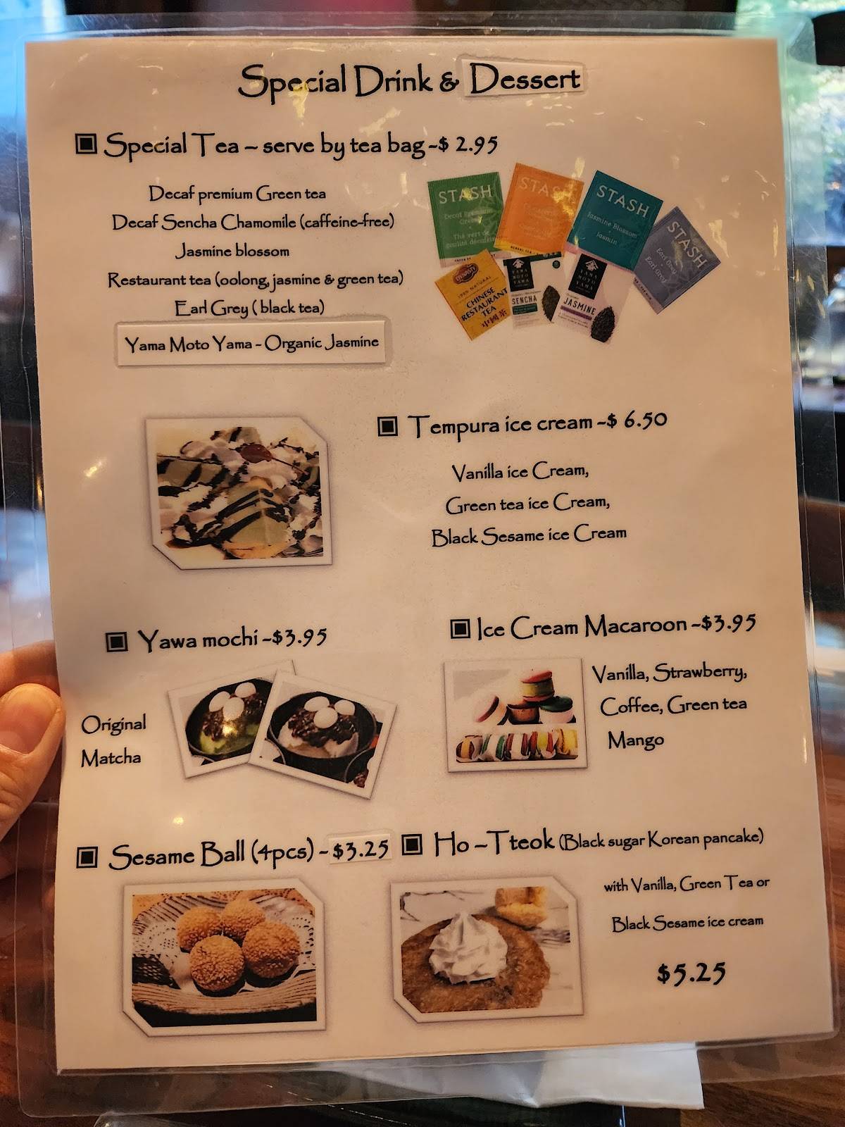Menu at ICHIMA restaurant, Pasadena