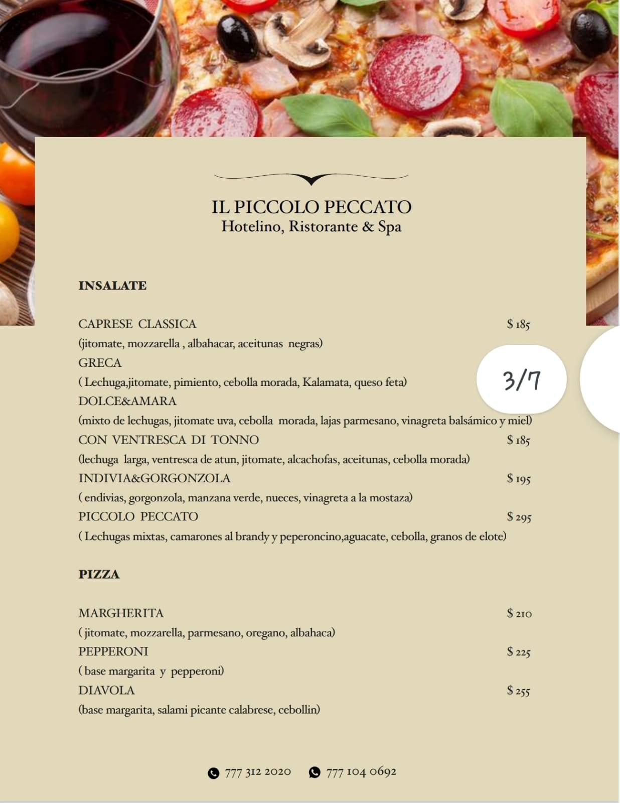 Carta del restaurante IL PICCOLO PECCATO, Cuernavaca