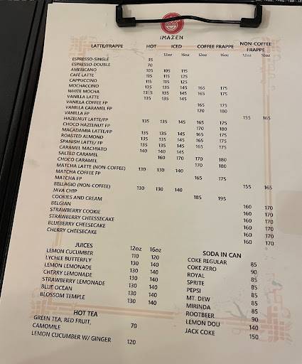 Menu at IMAZEN restaurant, San Ildefonso