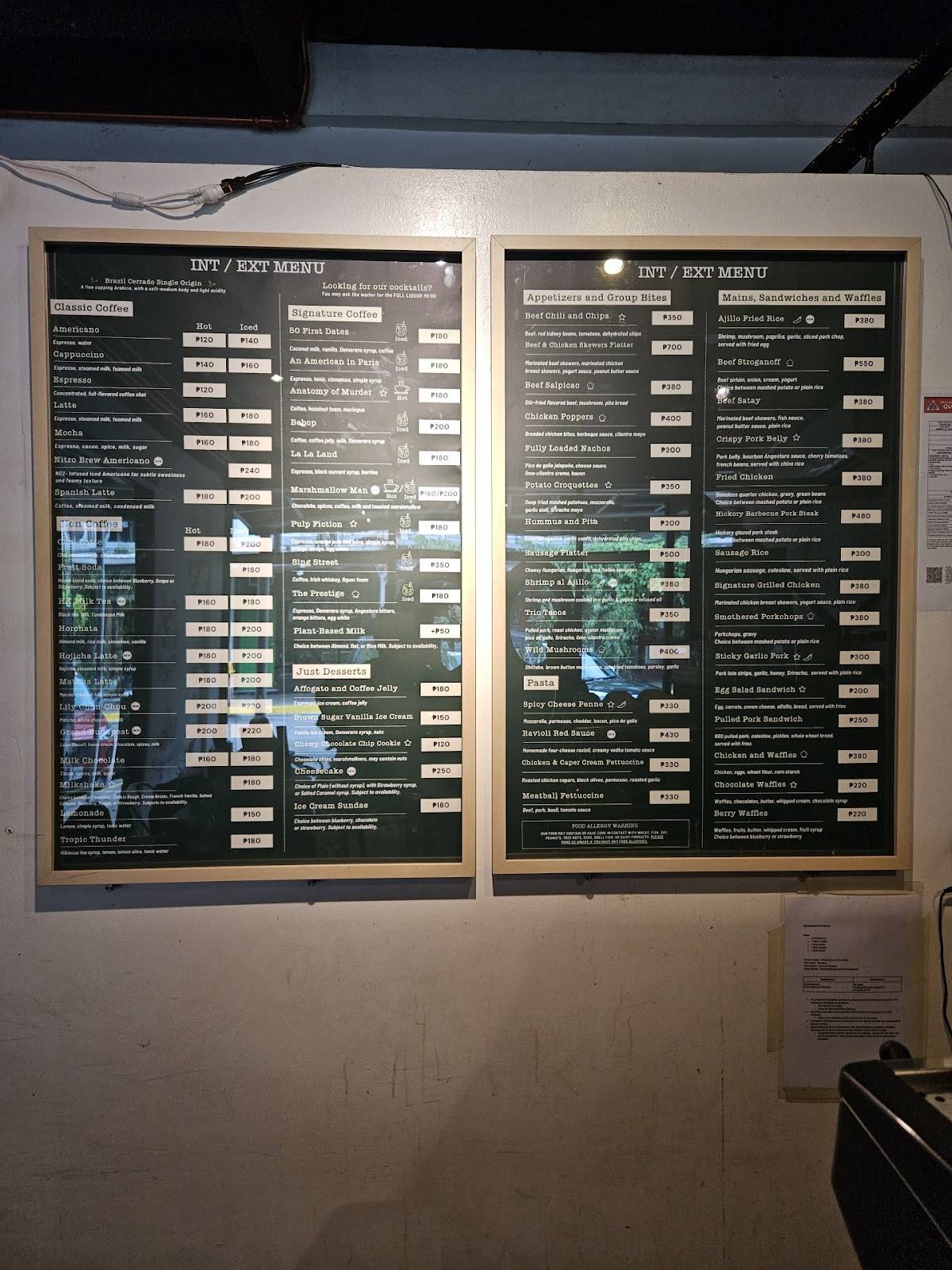 Menu at INT.Bar / EXT.Cafe, Quezon City, Cubao Expo