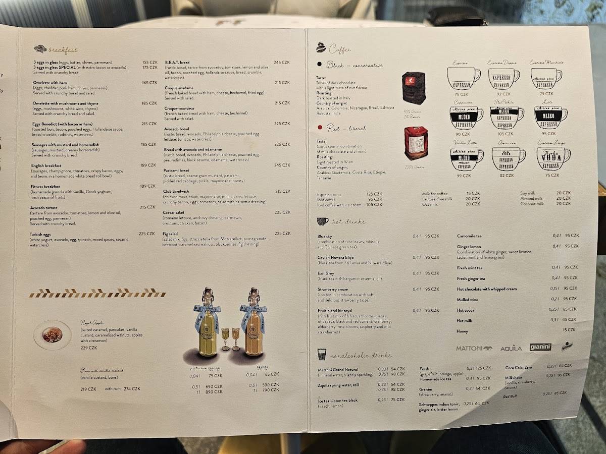 Menu at IPPA Café Jungmannova cafe, Prague