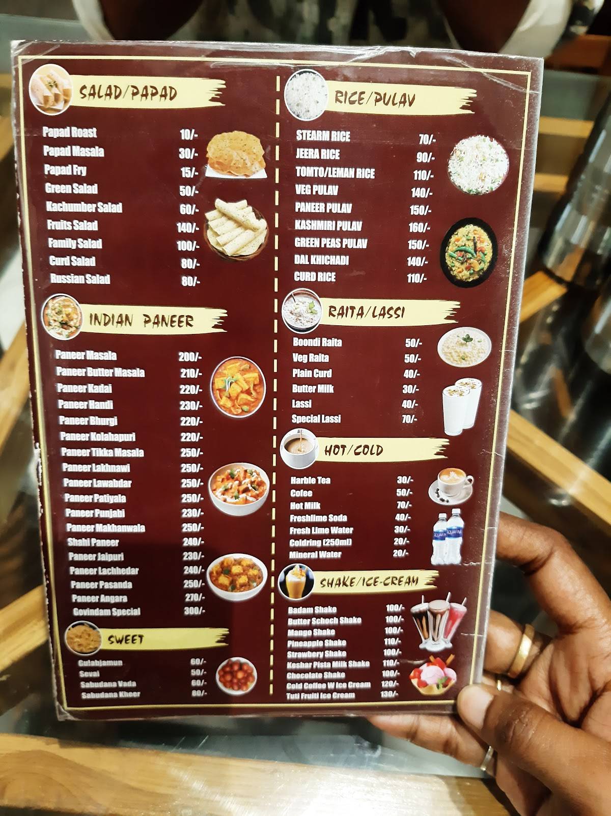 Menu at ISKCON Govinda's Prasadam Pure Veg, Raipur