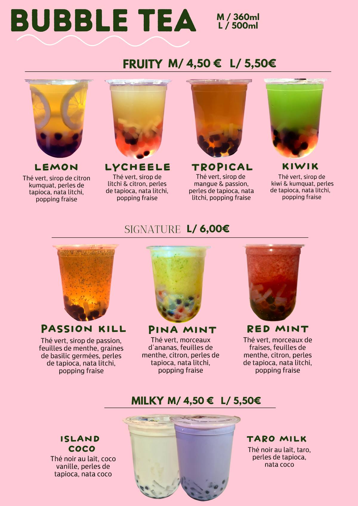 Menu au ISLAND Poké & Bubble Tea restaurant, Charleville-Mézières