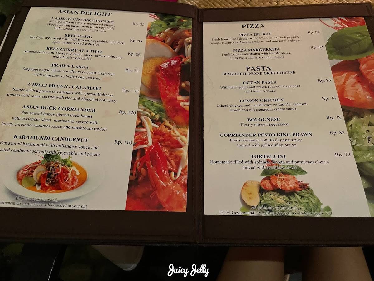 Menu at Ibu Rai Restaurant, Ubud