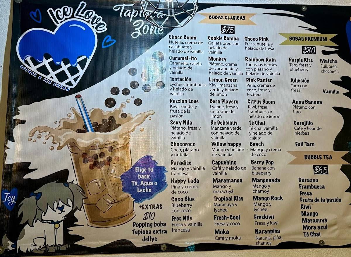 Menu at Ice Love - Tapioca Zone restaurant, Lázaro Cárdenas
