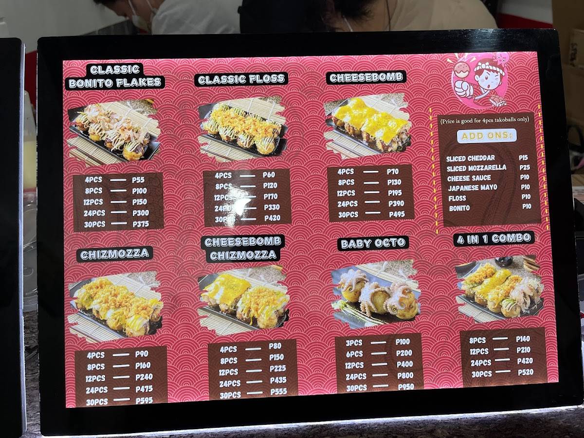 Menu at Ichiban Takoyaki, Legazpi City