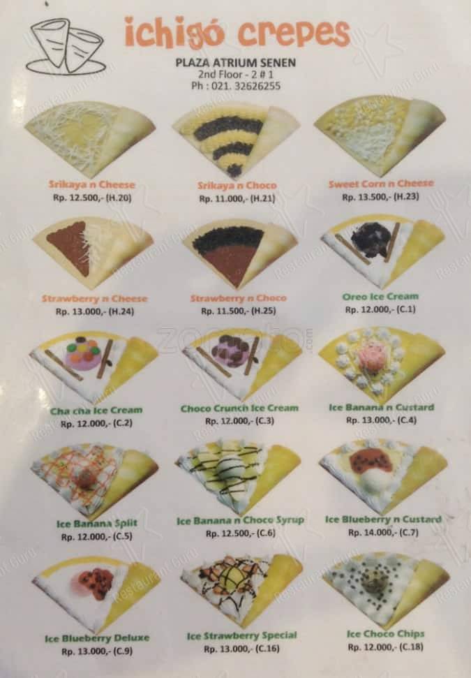 Menu at Ichigo Crepes desserts, West Jakarta, 11840 Jakarta Barat