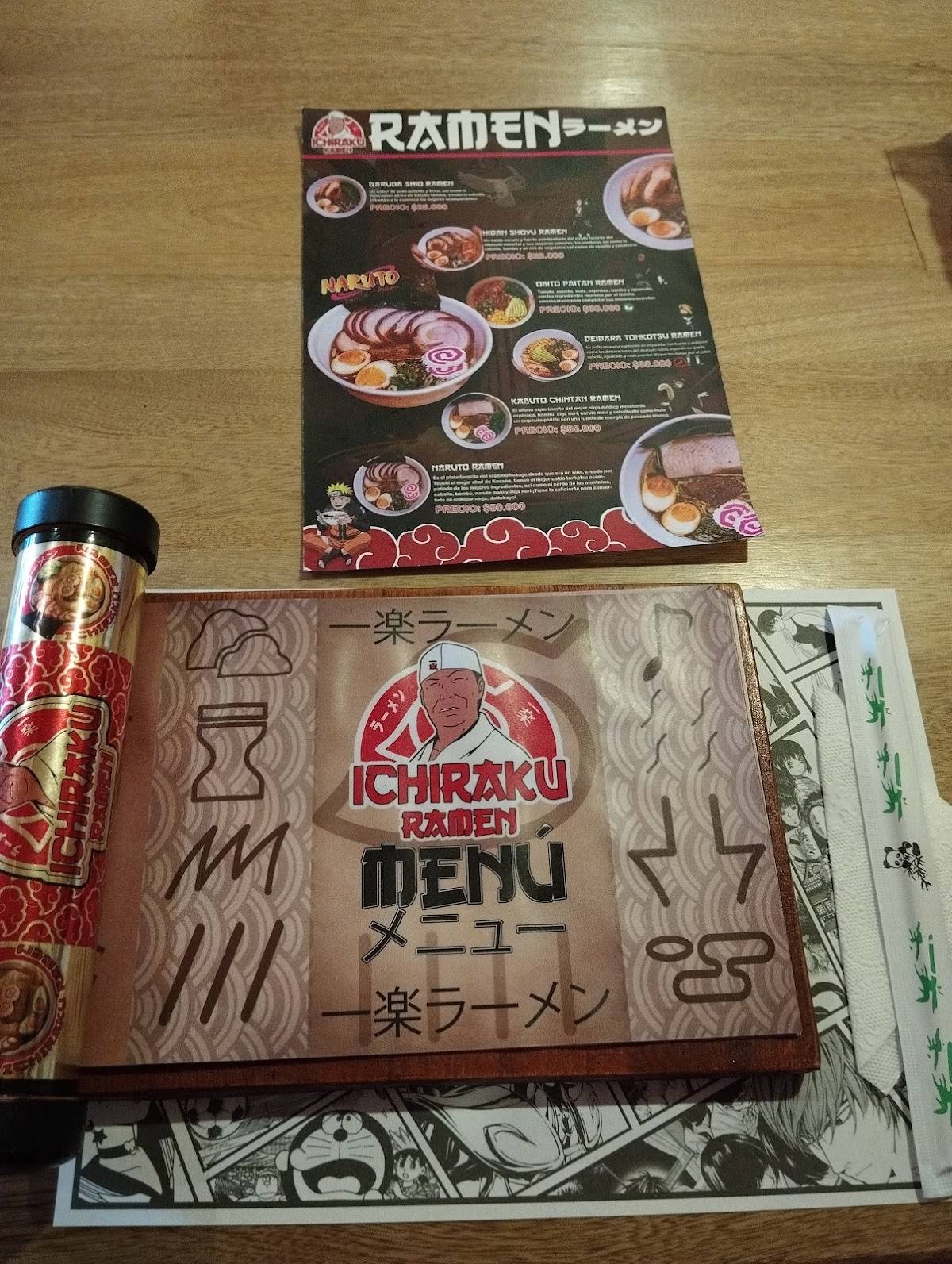 Carta del restaurante Ichiraku Ramen Campestre, Chía