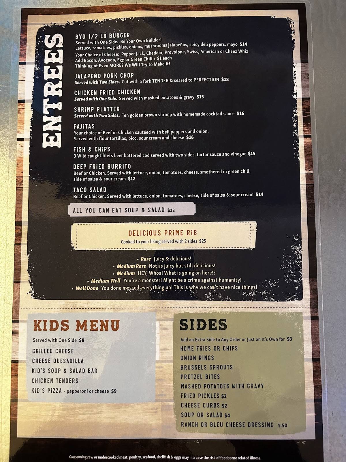 Menu at Ike's Bar and Grill, Cheyenne