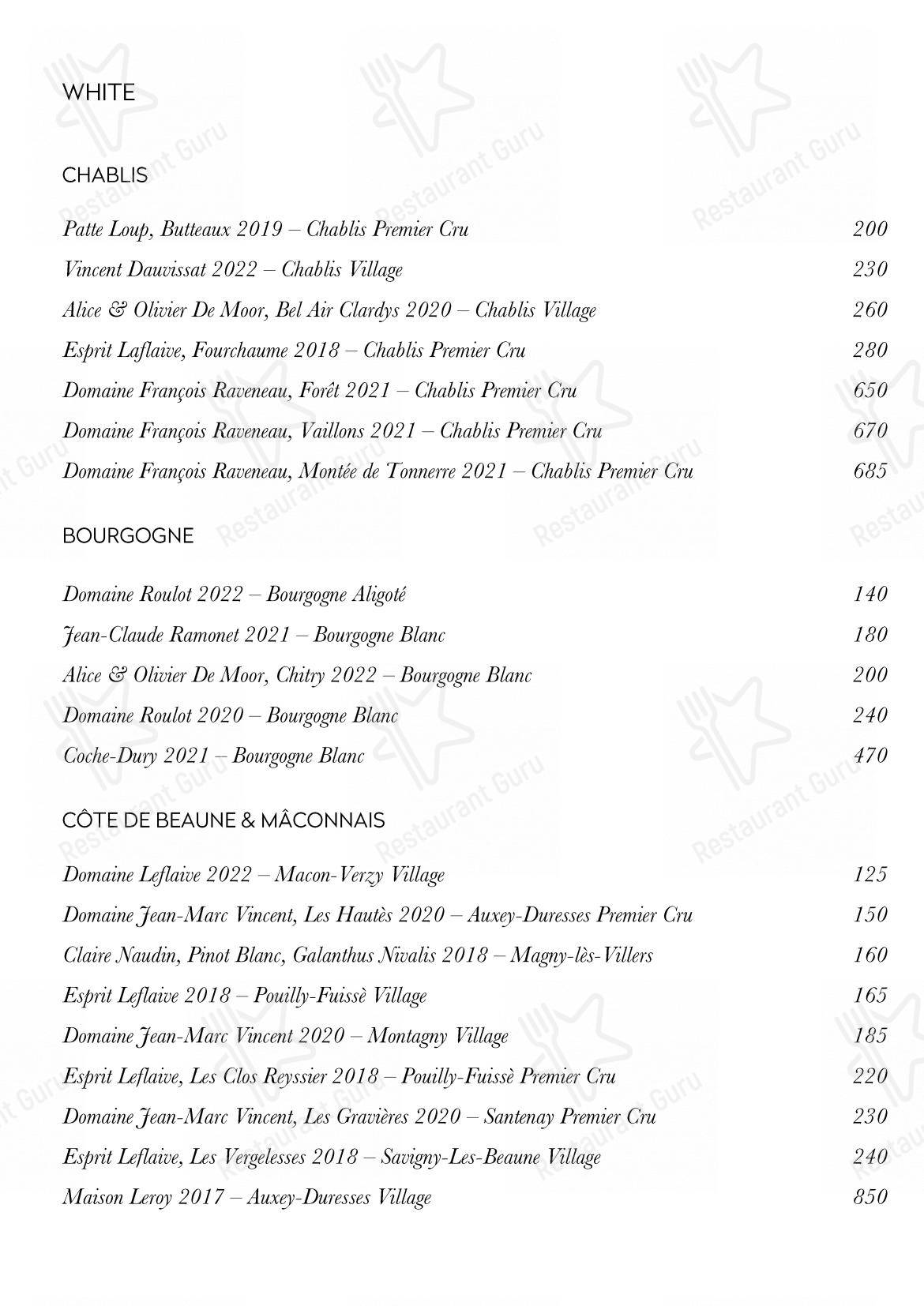 Menu at Ikoyi pub & bar, London, 1 St James's Market