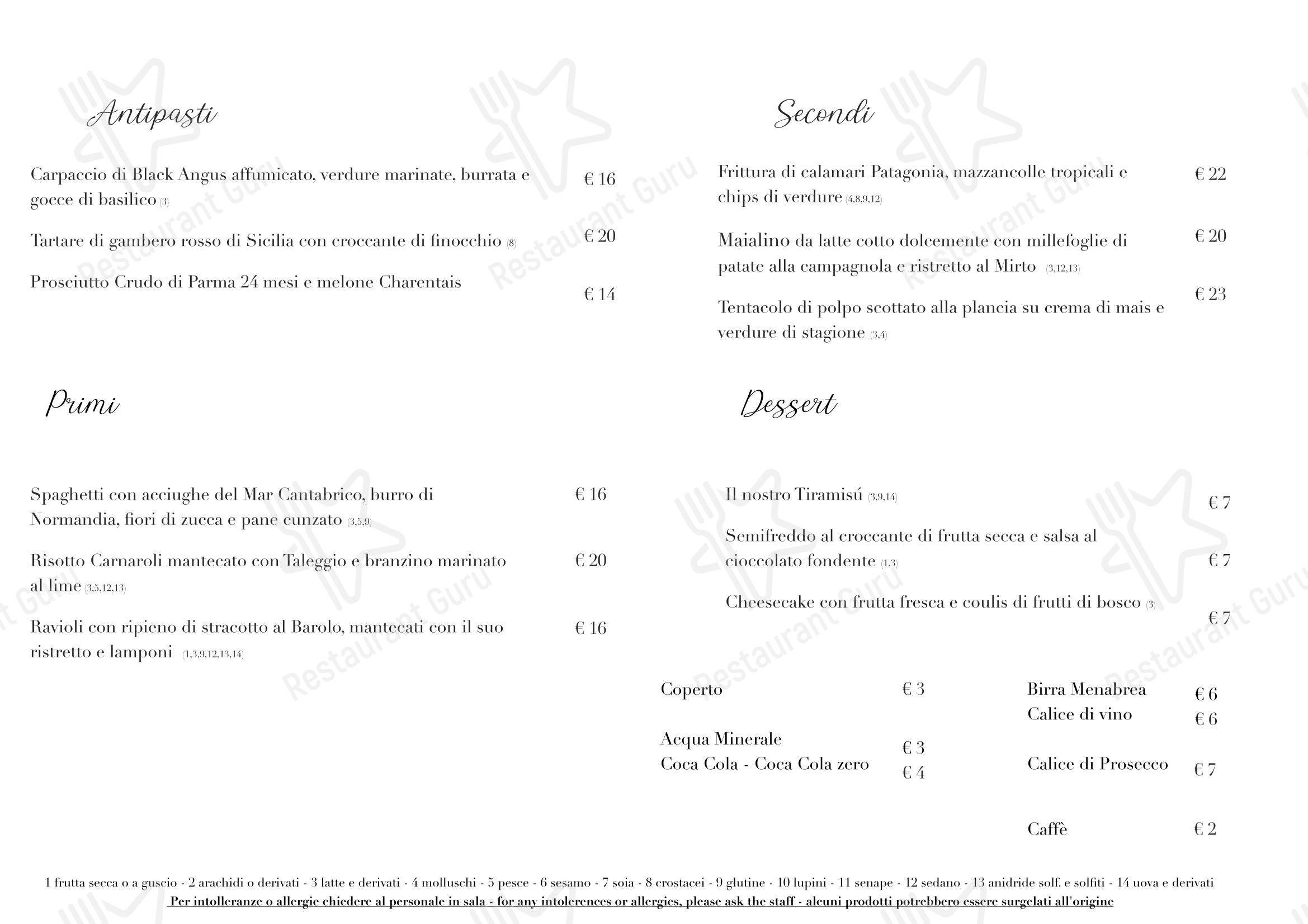 Menu at Il Cenacolo Ristorante, Erba