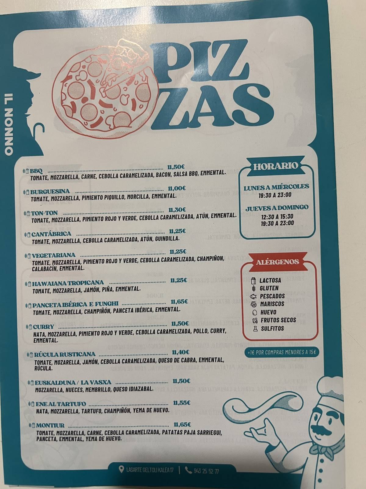 Carta del restaurante Il Nonno Circuito Lasarte, Lasarte-Oria