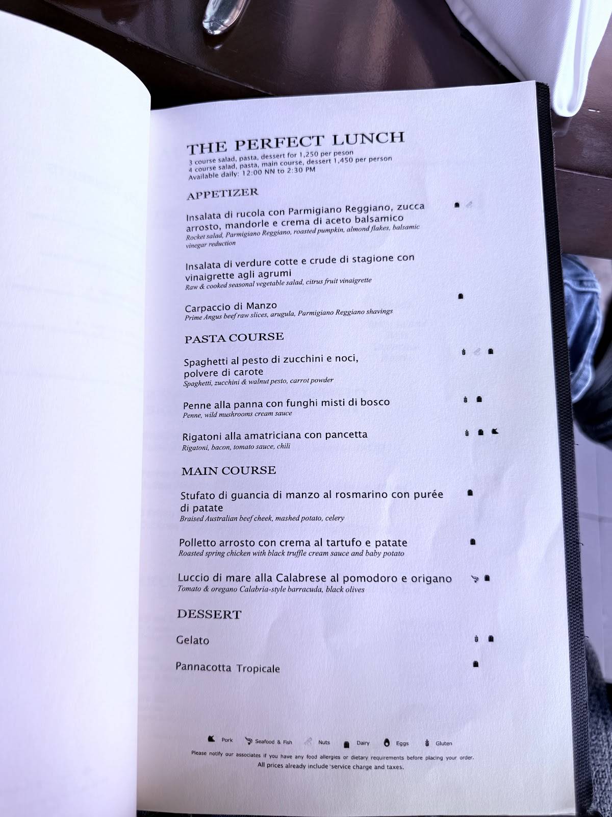 Menu at Il Primo Italian Steakhouse - NUSTAR, Cebu City
