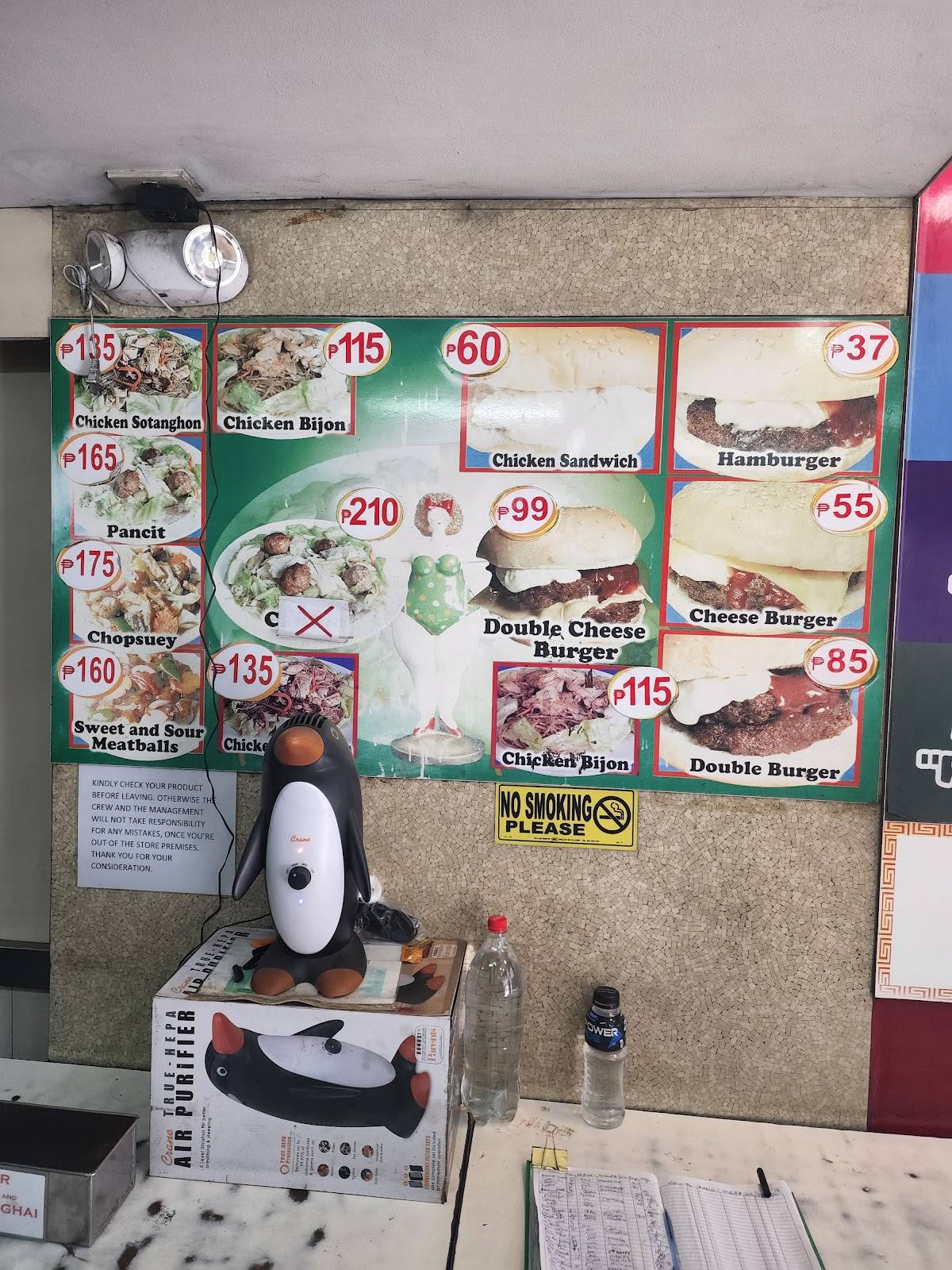 Menu at Roberto's restaurant, Iloilo City, 61 JM Basa St