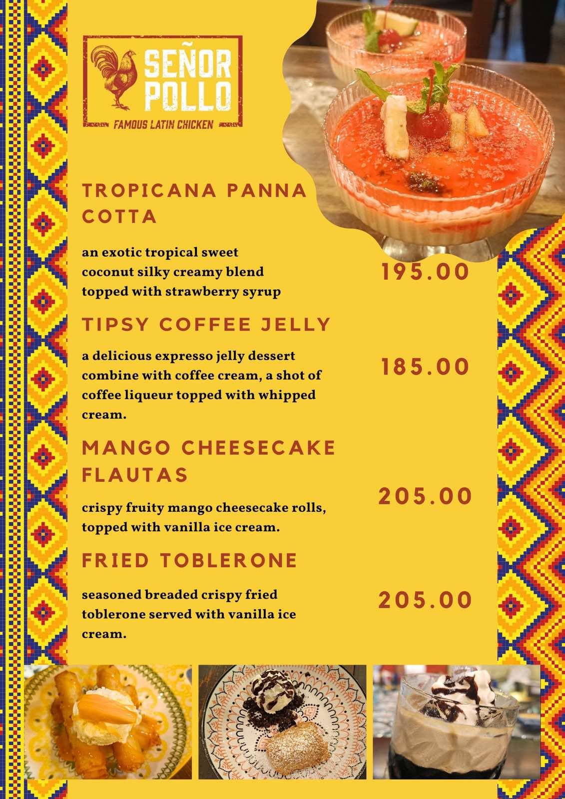 Menu at Señor Pollo restaurant, Iloilo City