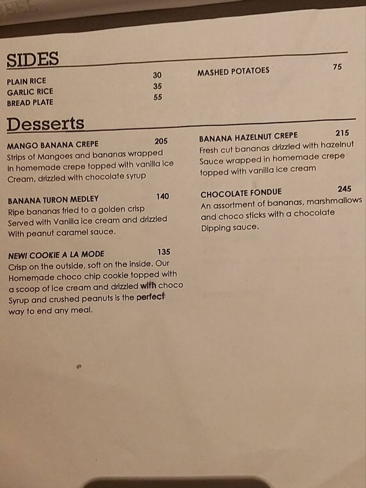 Menu at The Mango Tree Restaurant, Iloilo City, Brgy