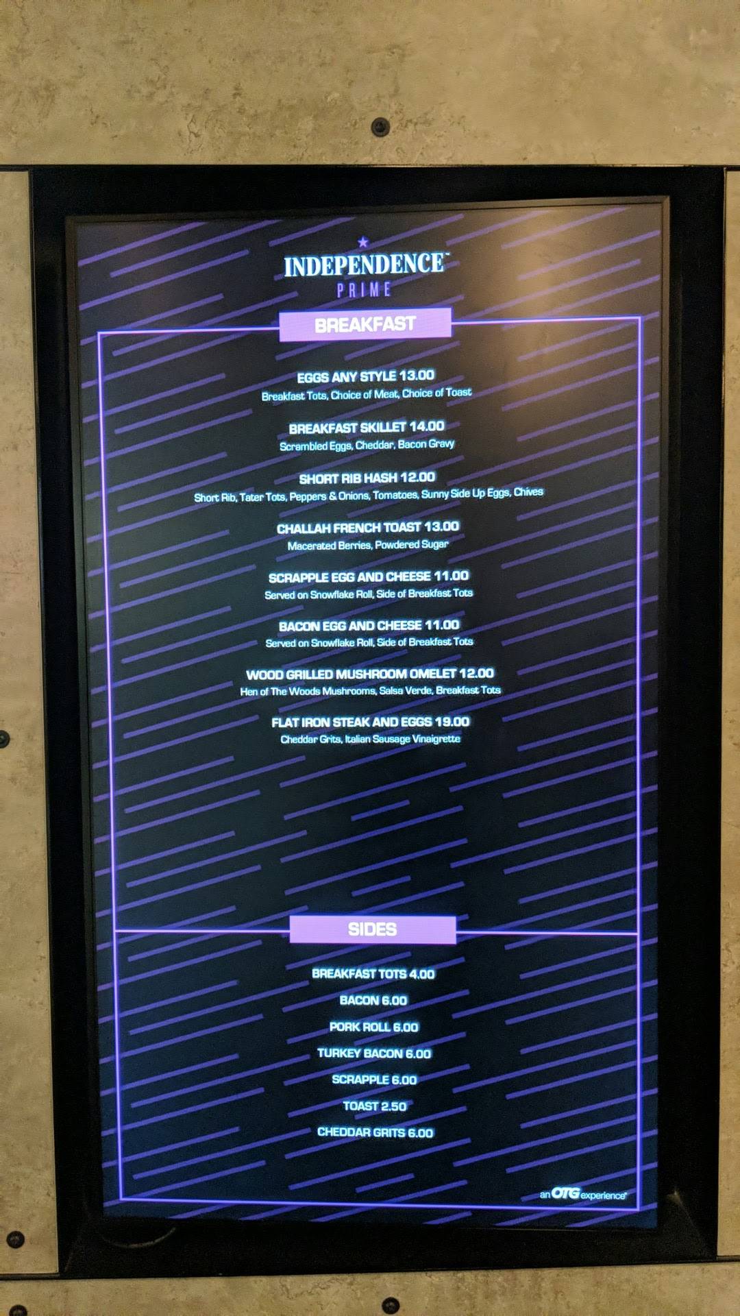 Menu at Independence Prime pub & bar, Philadelphia, Essington Ave
