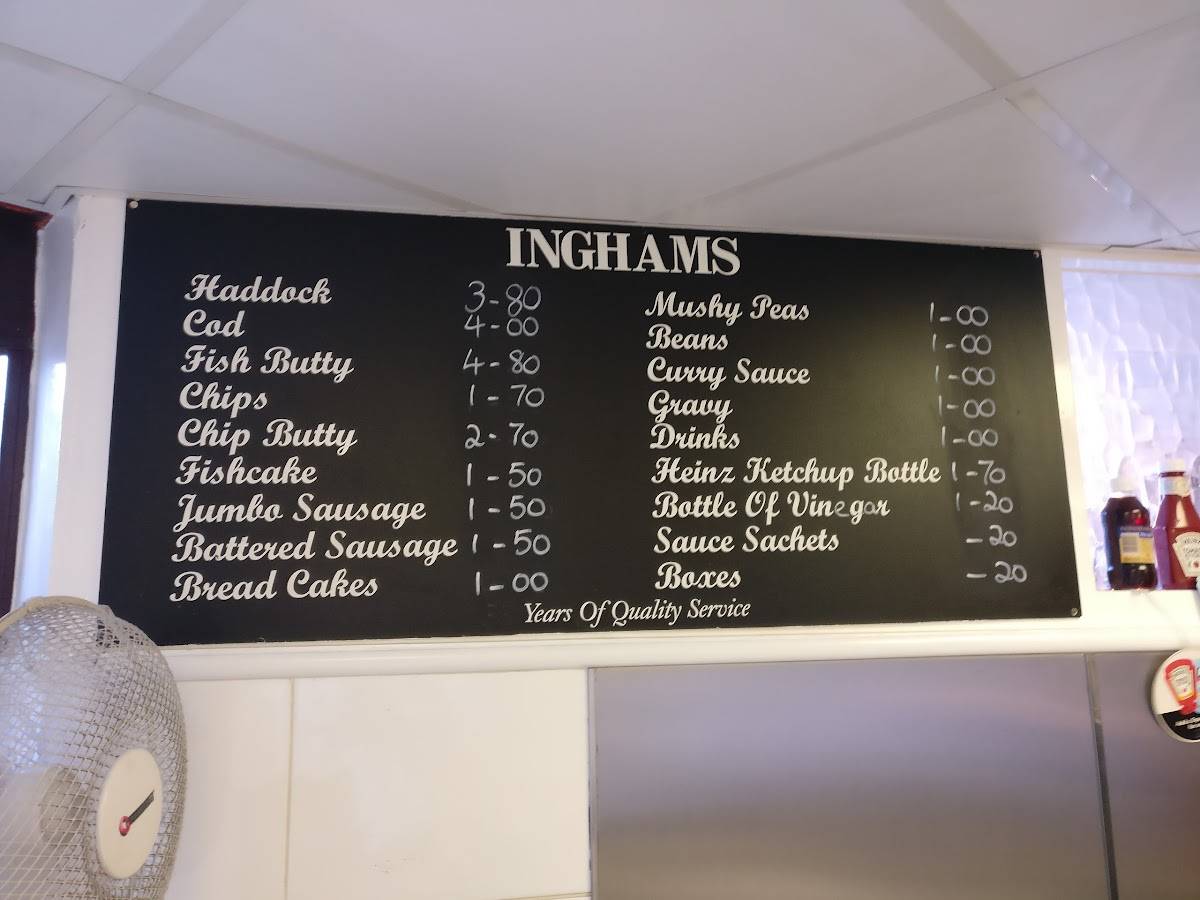 Menu at Inghams Fish Restaurant, Filey