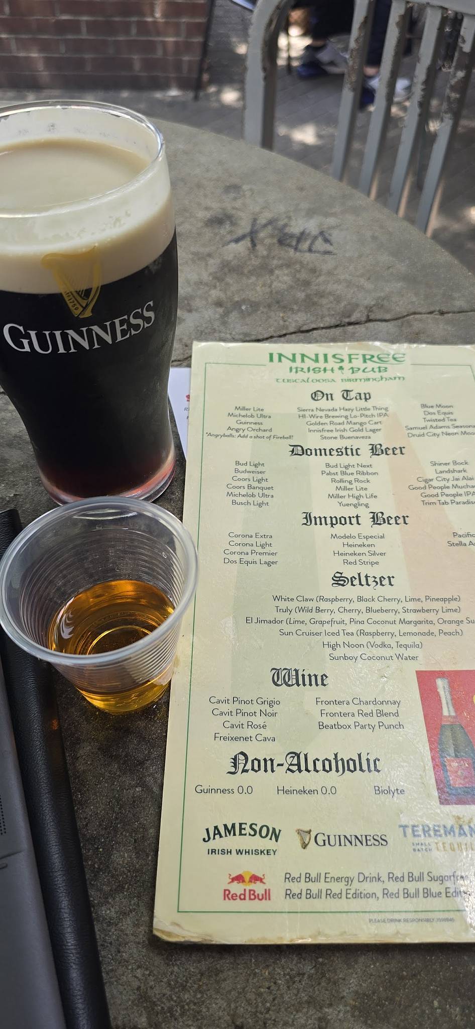 Menu at Innisfree Irish Pub, Tuscaloosa