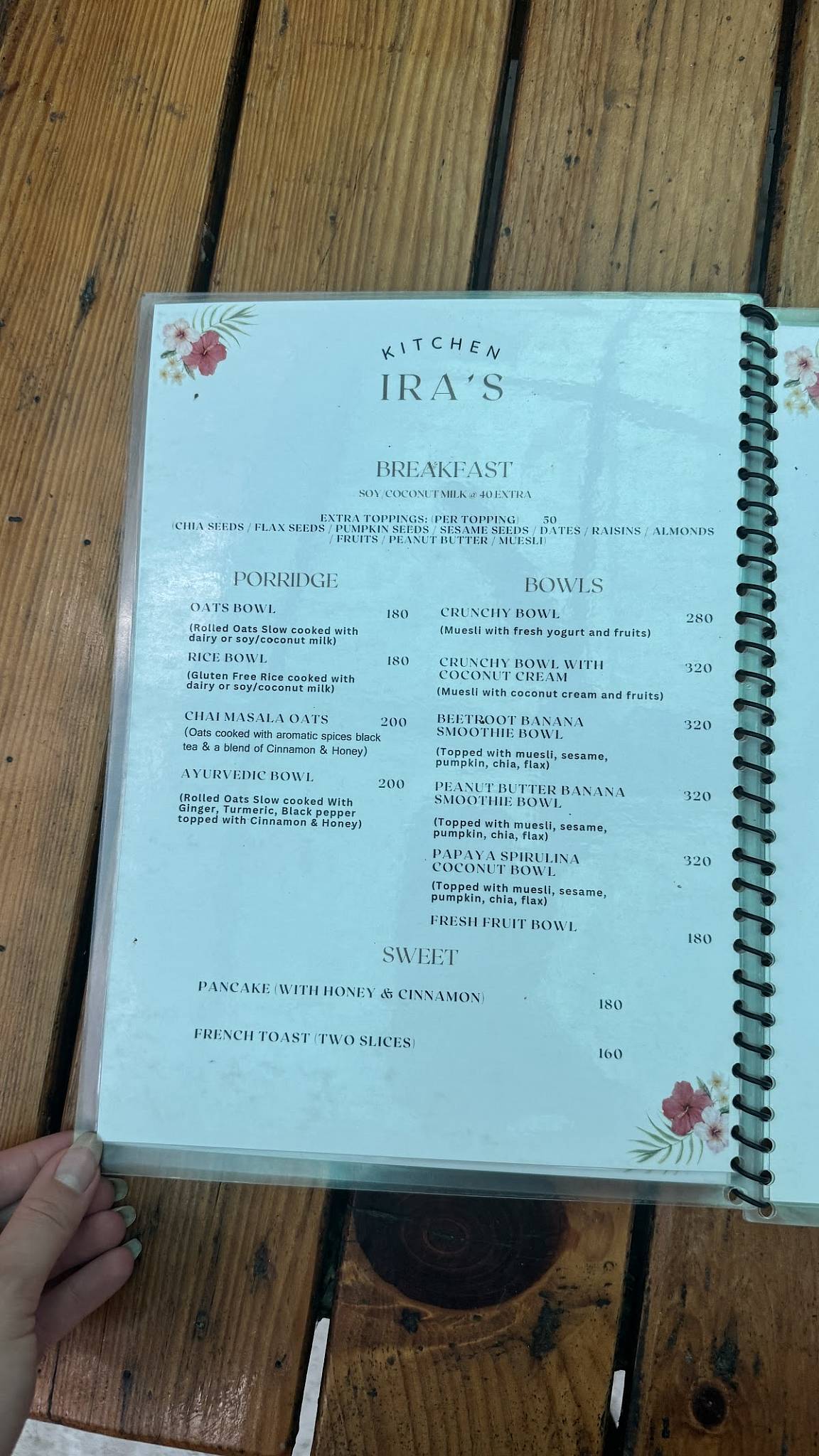 Menu at Ira's Kitchen and Tearoom, Rishikesh