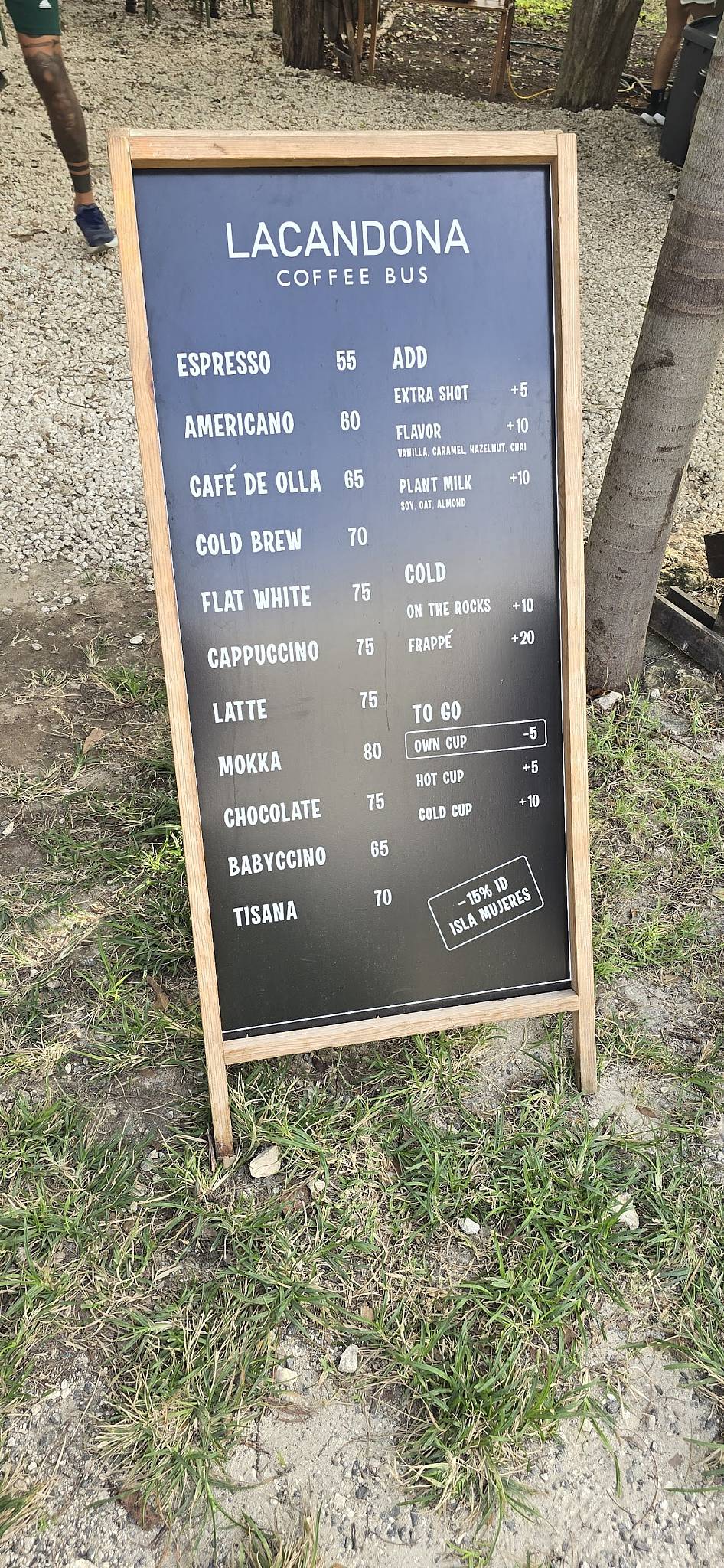 Menu at Lacandona Coffee Bus, Isla Mujeres