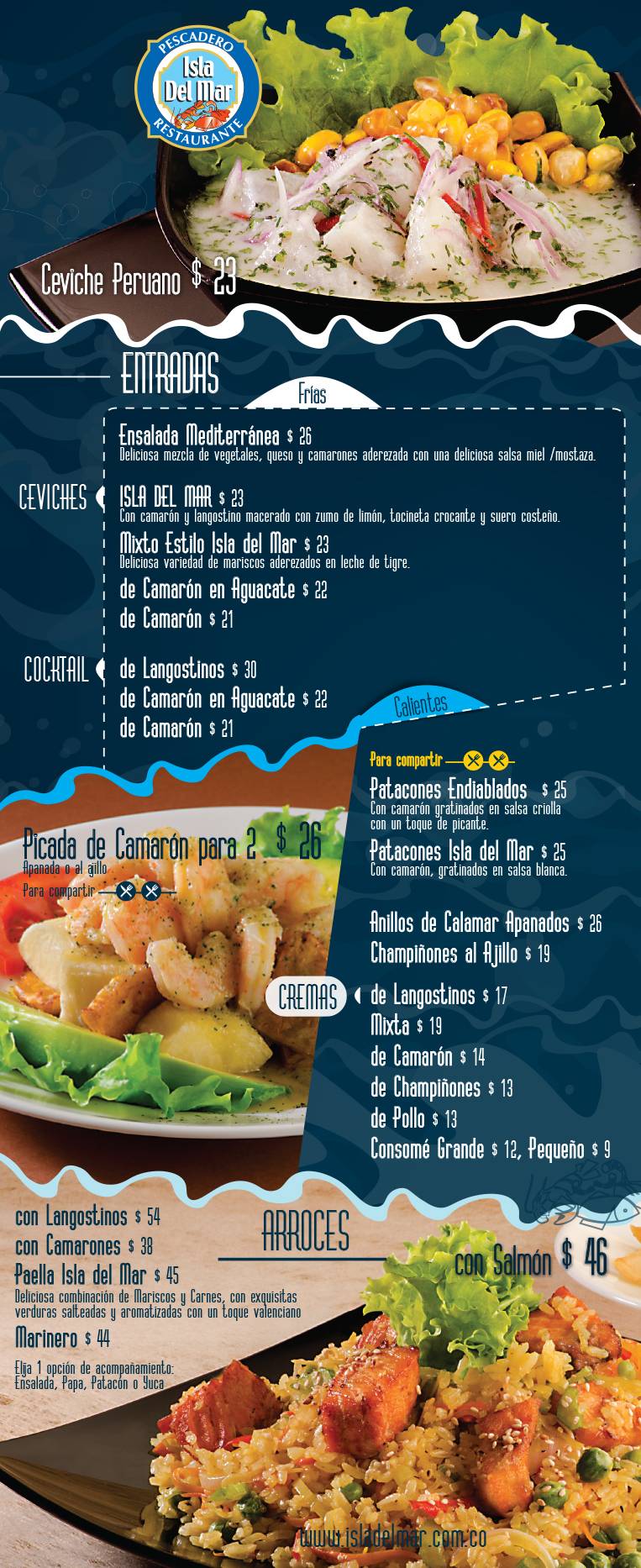 Carta del restaurante Isla del Mar San Andresito, Bogotá, Cl. 8a #36 76
