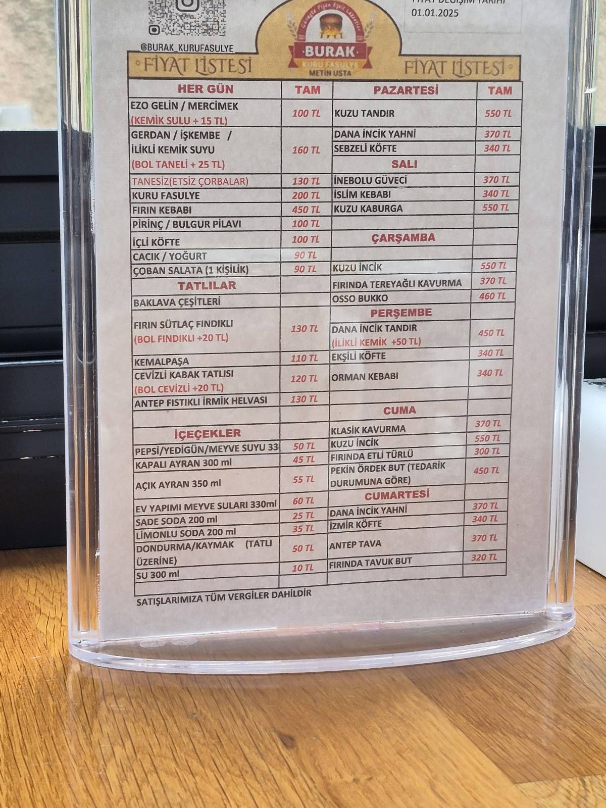 Menu at BURAK Kuru Fasulye, Yenişehir Mahallesi, Muhsin Yazıcıoğlu Cd ...