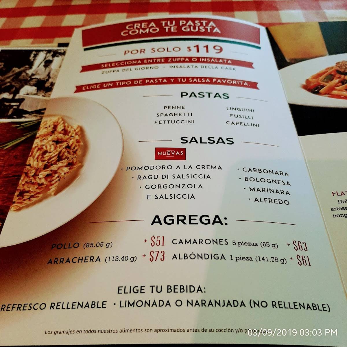 Carta del restaurante Italianni's Lomas Plaza, Ciudad del México, Blvd ...
