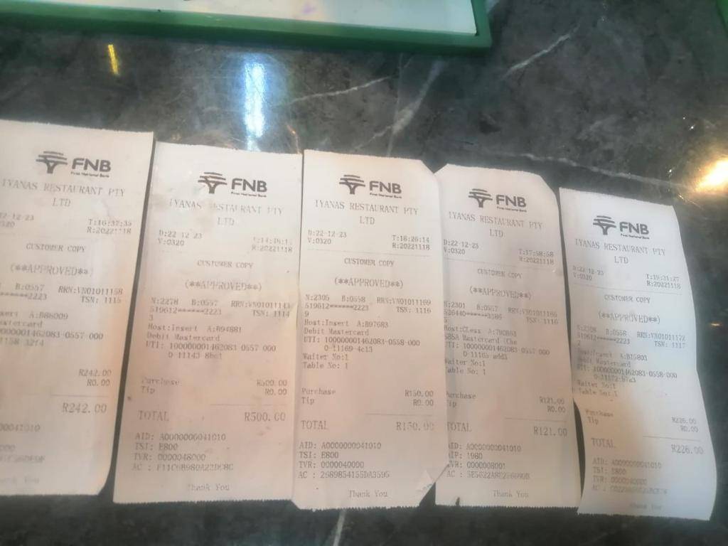 Menu at Iyanas Restaurant, Durban