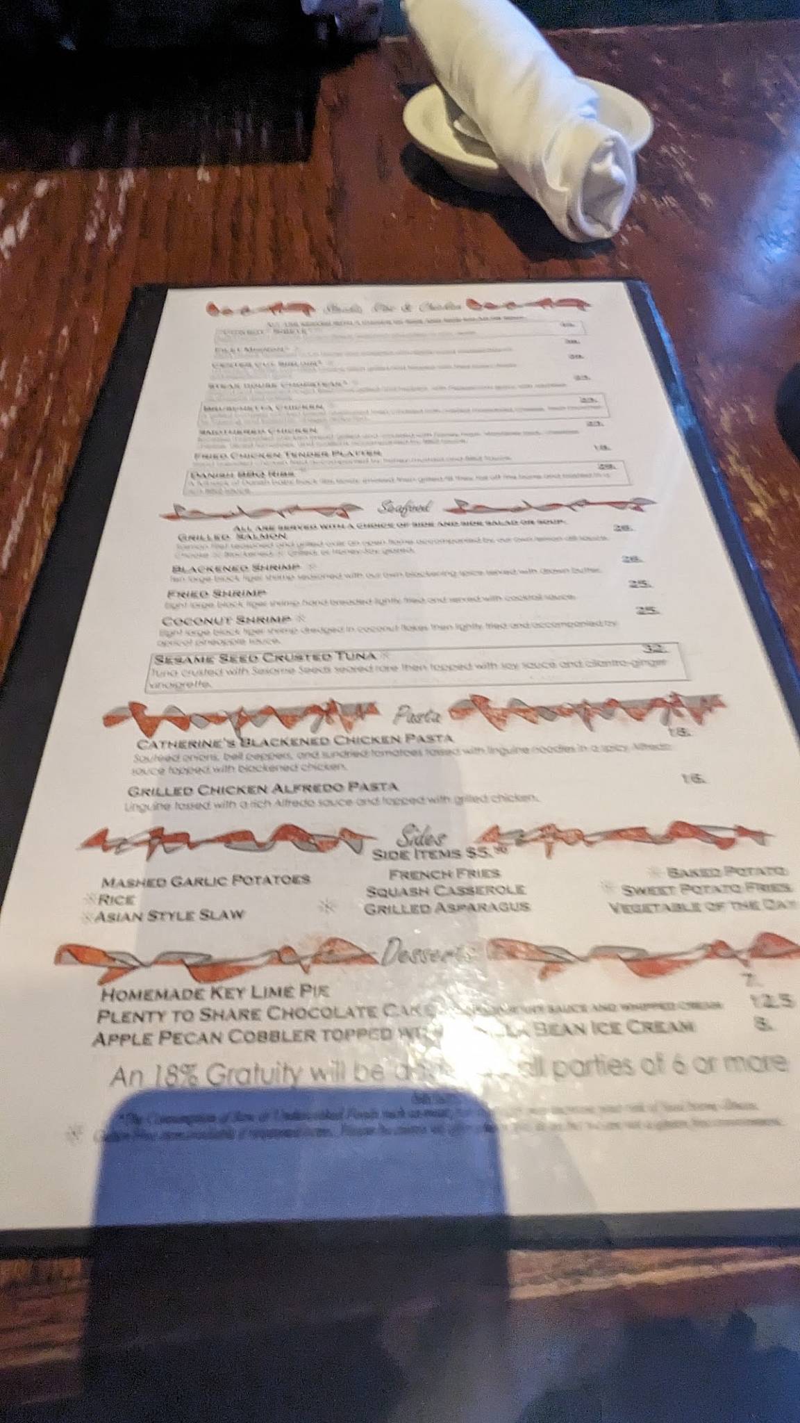 Menu at J. Henry's Restaurant, Griffin