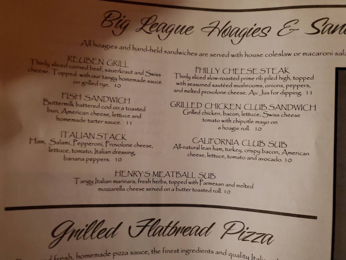 Menu at J.P. Henry's Restaurant, Parkersburg