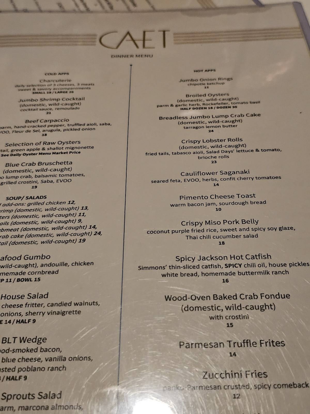 Menu at Caet [seafood I oysterette] pub & bar, Ridgeland, Highland ...
