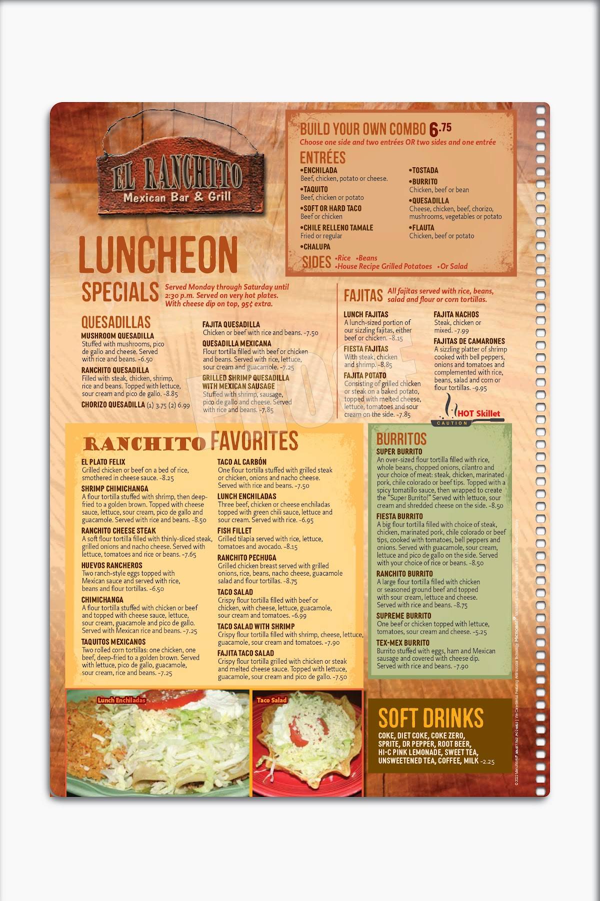Menu at El Ranchito restaurant, Madison