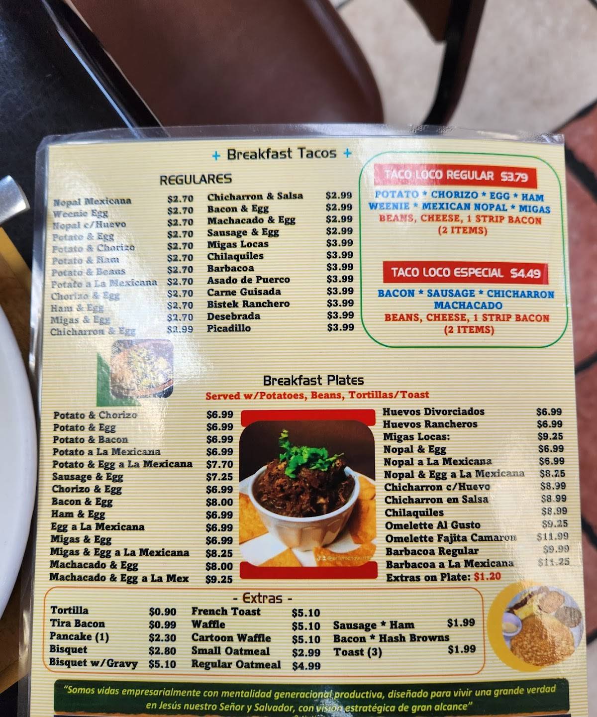 Menu at Janie's Cafe, Weslaco, Texas Blvd N