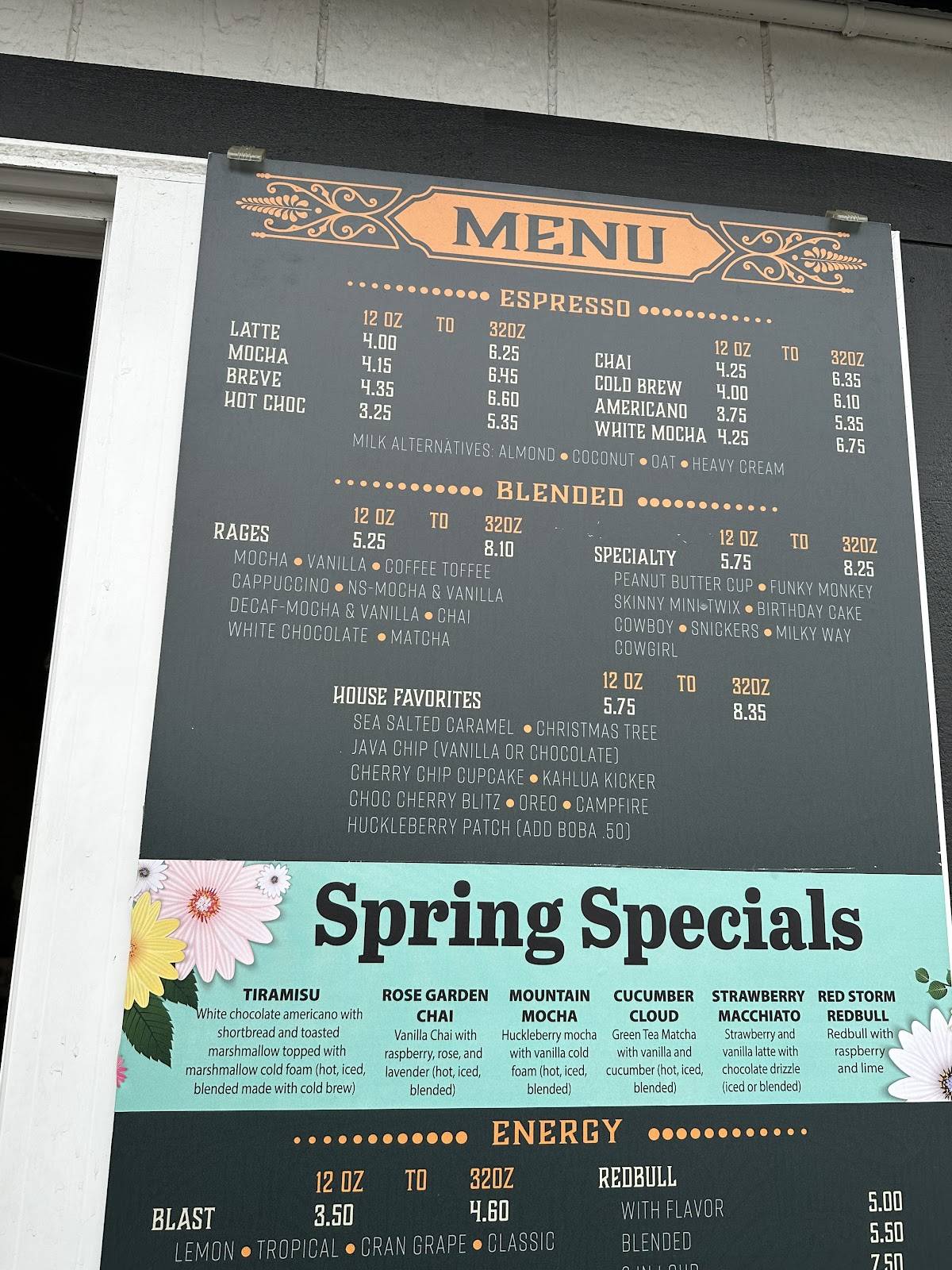 Menu at Java Run Stephens cafe, Roseburg, NE Stephens St