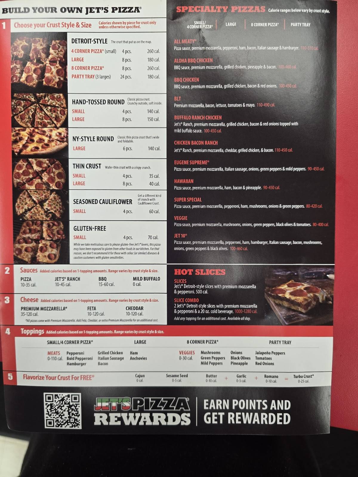 Menu at Jet's Pizza pizzeria, Fairview Heights