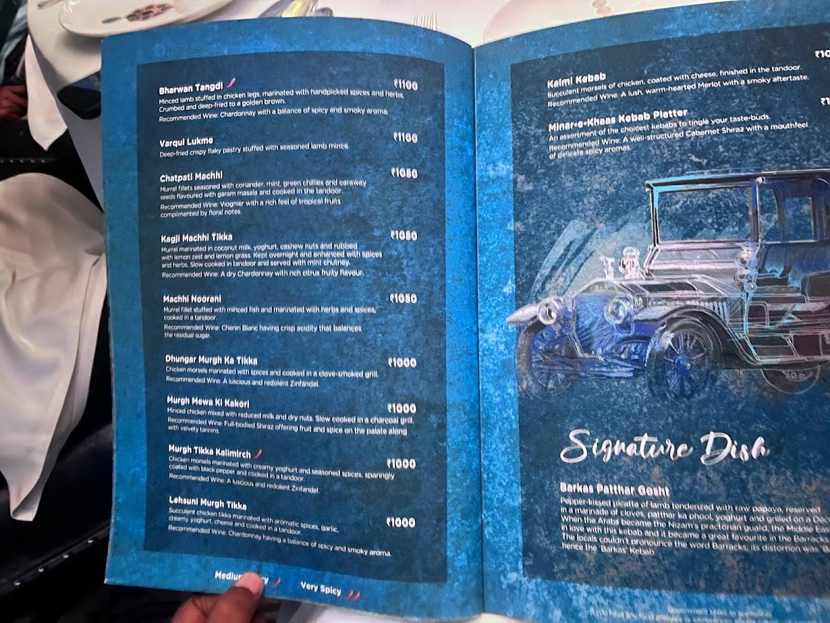 Menu at Jewel of Nizam - The Minar, Hyderabad, The Golkonda Resort