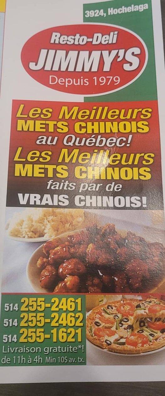 Menu au Restaurant Jimmy, Montréal